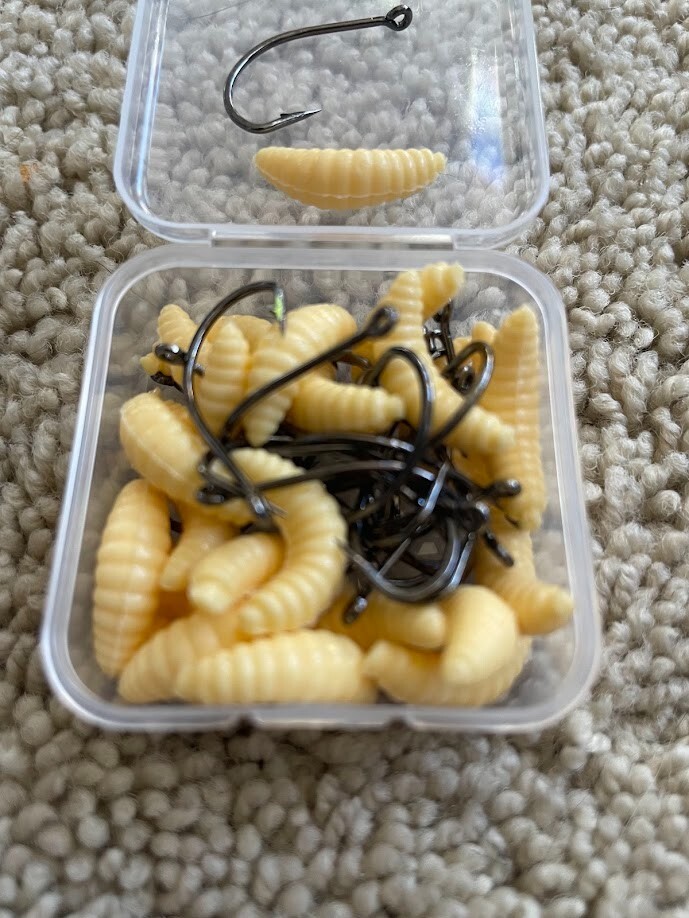 20x #10 BH Rubber Worm Grub Honey Gold Wet Fly Trout, Crappie Pan Fish ...