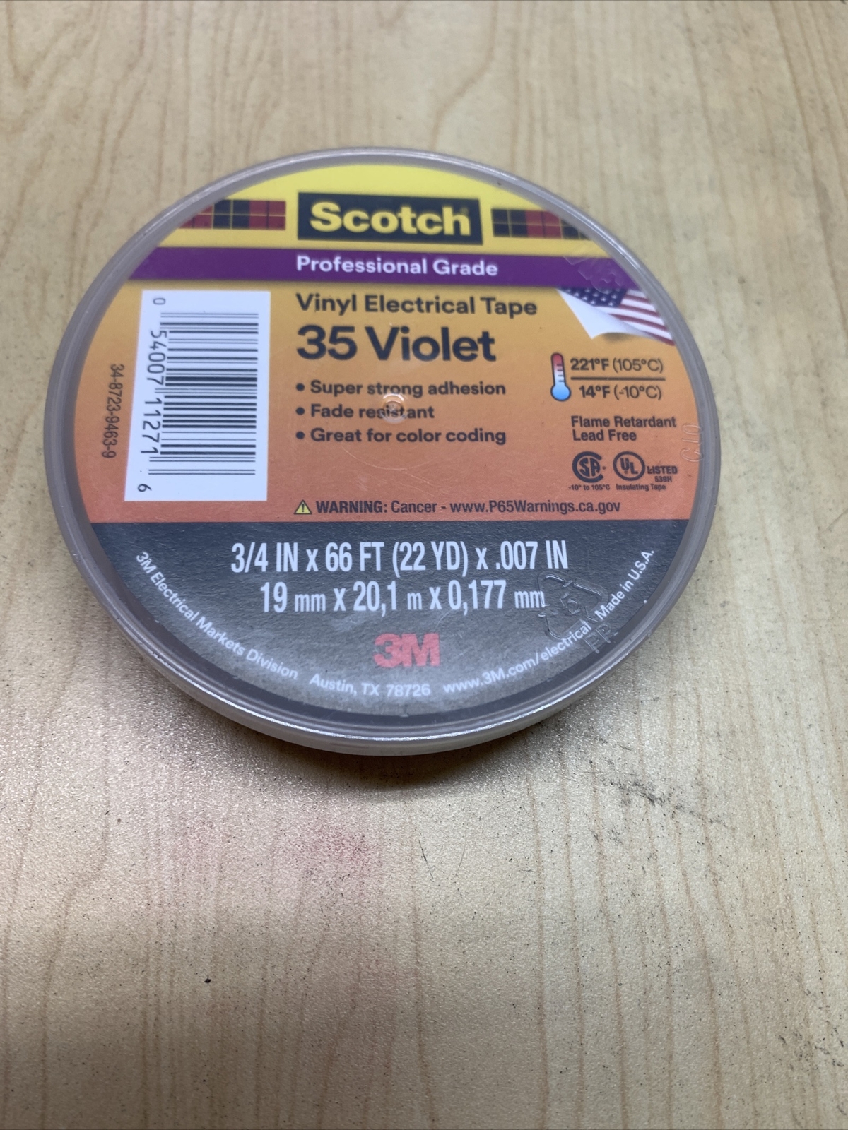 3M 35 Violet 3/4" x 66 ft Vinyl Electrical Phase Tape | eBay