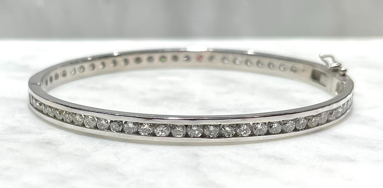 Beautiful Diamond Eternity Hinged Bangle Bracelet - Gem