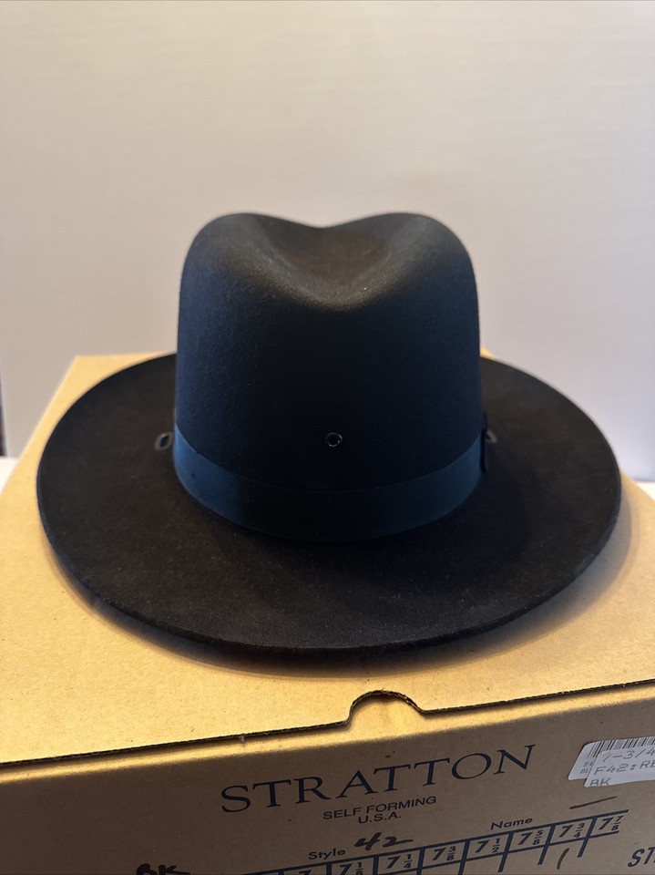 NEW Stratton Sheriff Style FELT Hat 42 Double Brim Oval BLACK *Multiple ...