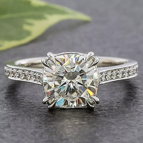 RARE 4Ct Cushion Cut Treated White Solitaire Weeding Diamond 925 Silver ...