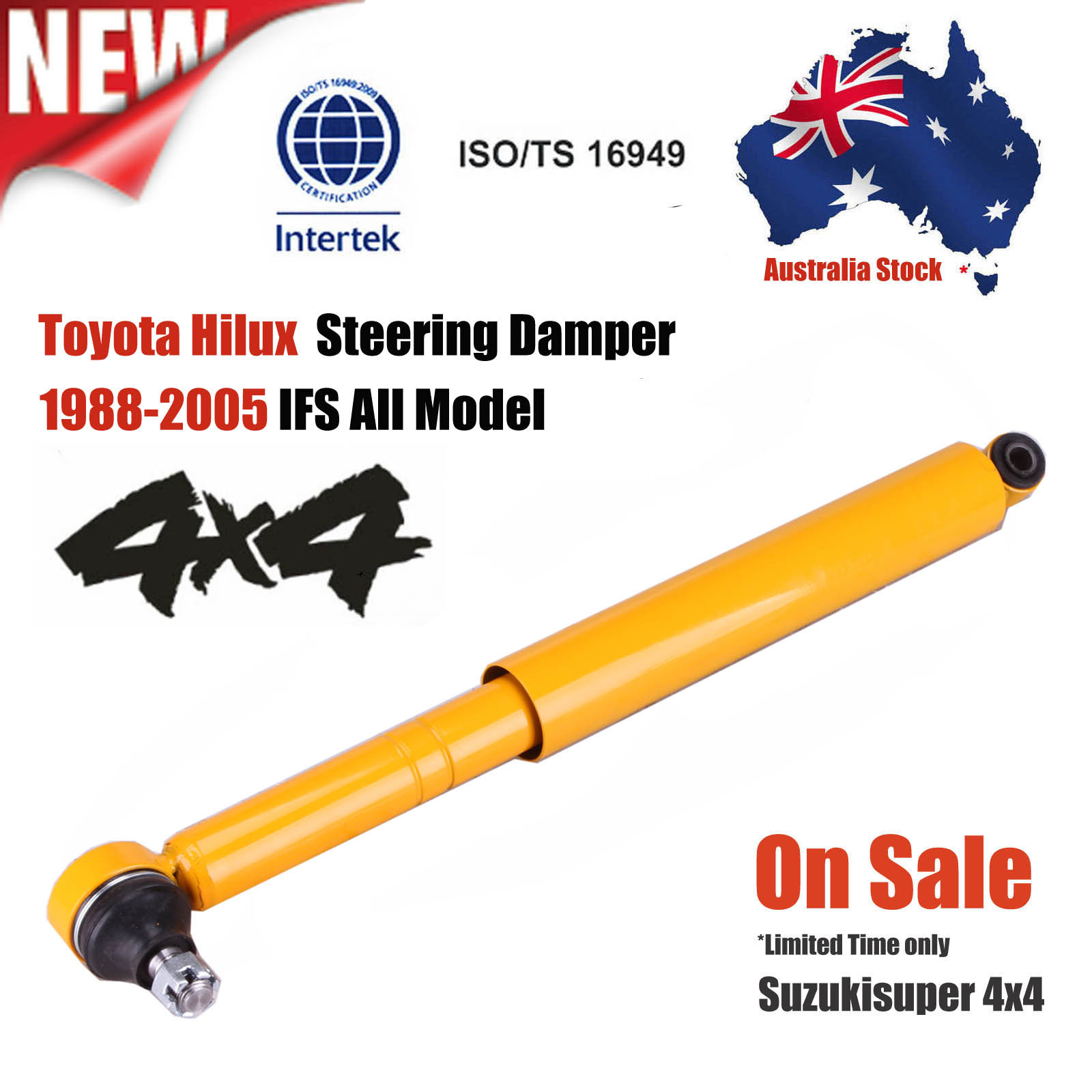 Steering Damper fits Toyota Hilux 4wd Ute LN107 LN108 LN111 YN107 YN110 ...