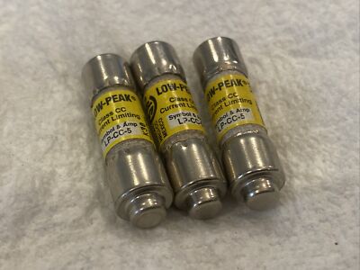 NEW LOT (3) COOPER BUSSMANN LP-CC-5 FUSE 5A 600VAC CC TIME DELAY Fast ...