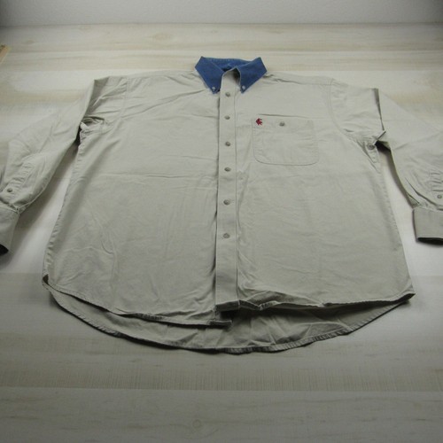 Wrangler Shirt Mens Extra Large Brown PBR Button Up Long Sleeve Western ...