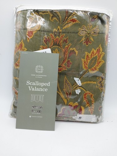 Home Expressions Scalloped Valance 50in x 19in Cassidy Embroidered | eBay