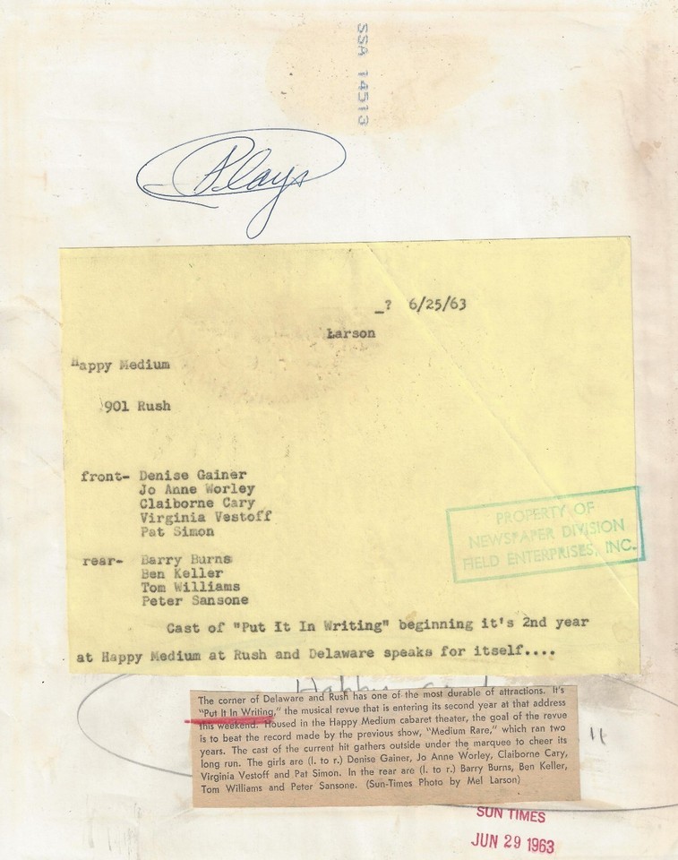 Jo Anne Worley "PUT IT IN WRITING" Claiborne Cary 1963 Happy Medium ...