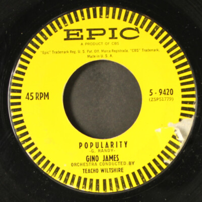 GINO JAMES: popularity / new girl EPIC 7" Single 45 RPM | eBay