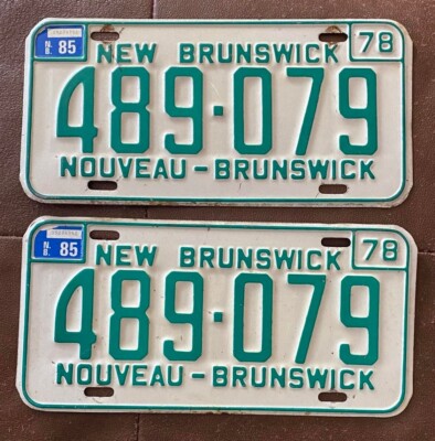 New Brunswick 1985 License Plate PAIR # 489-079 | eBay
