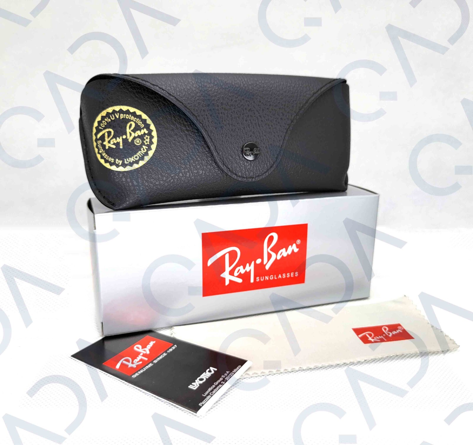 Ray ban Leather Pouch Universal Sunglasses Case with Cleaning Cloth ...