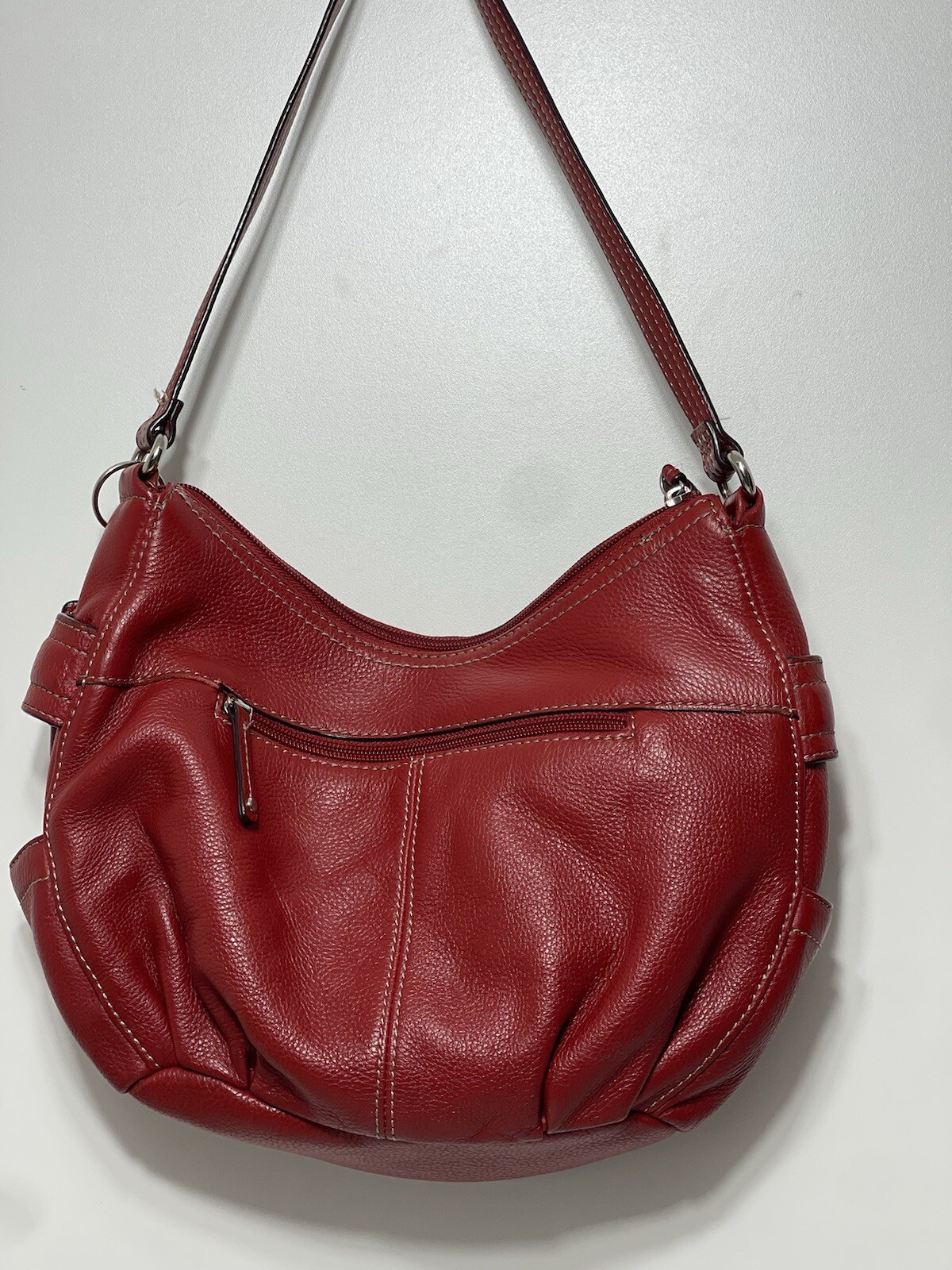 Tignanello Red Pebbled Leather Shoulder Handbag | eBay