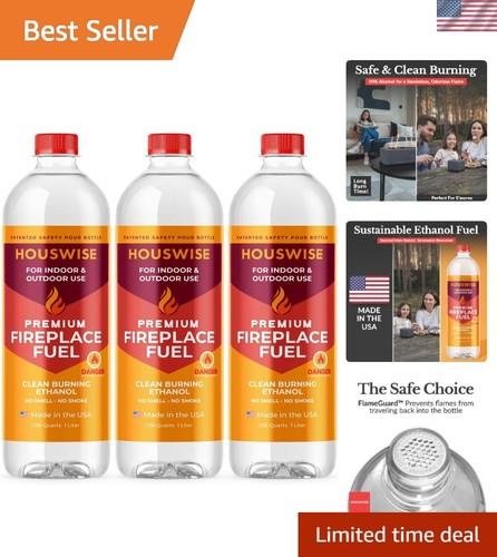 Bio Ethanol Fireplace Fuel Set - 3 x 1L for Clean, Odorless Fire ...