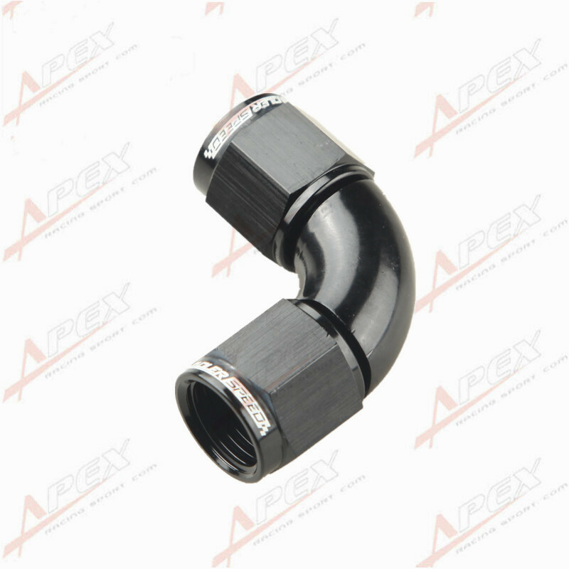 AN -6 AN6 To AN 6 90 Degree Female to Female Full Flow Adapter Black ...