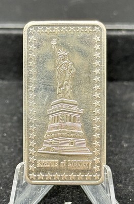 Vintage THE HAMILTON MINT 1OZ 0.999 FINE SILVER BAR STATUE OF LIBERTY ...