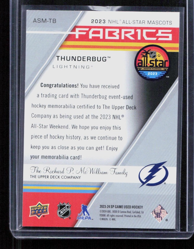 Thunderbug 2023-24 SP Game Used #ASM-TB 2023 All-Star Mascot Fabrics ...