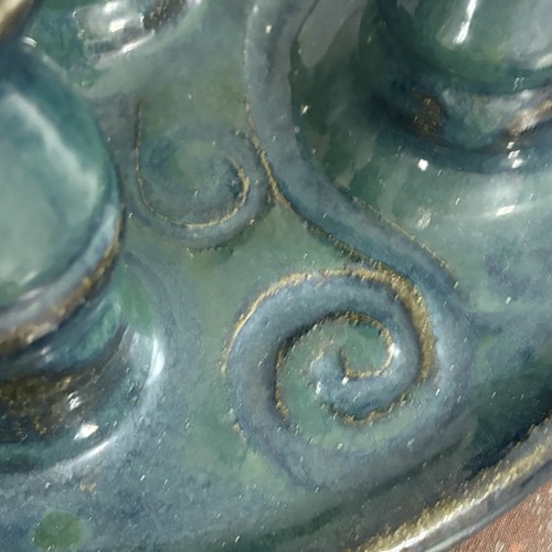 American Art Pottery Student Green 6 Pipe Candle Plate McCarty Style MS ...