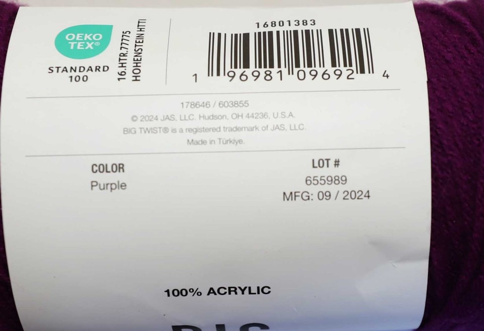 BIG TWIST VALUE PURPLE 100% ACRYLIC YARN | eBay