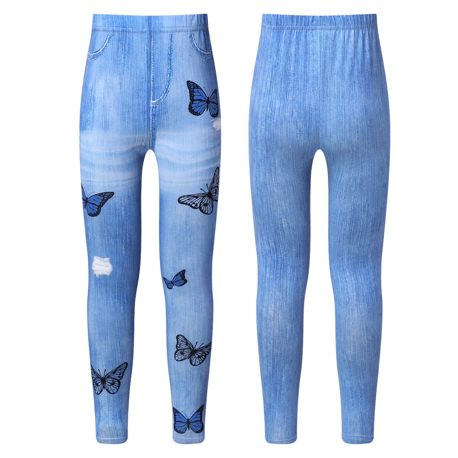 Kids Girls Leggings Activewear Jeggings Stretchy Pants Jeans Bottoms ...