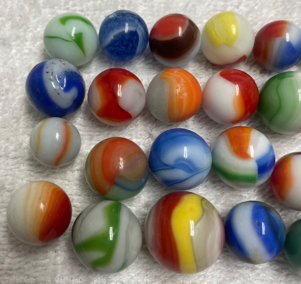 #10 Vintage Lot Of 40 Slag Swirl Glass Marbles .65” Range | eBay