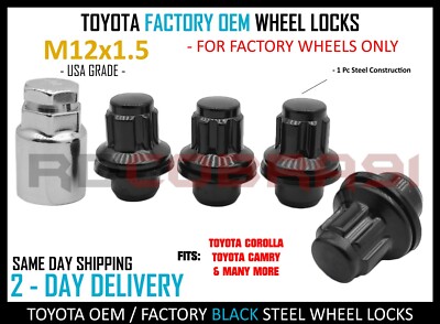 Factory Wheel Locks Black 4PC+ Key for 2005-2020 Toyota Camry SE-R ...