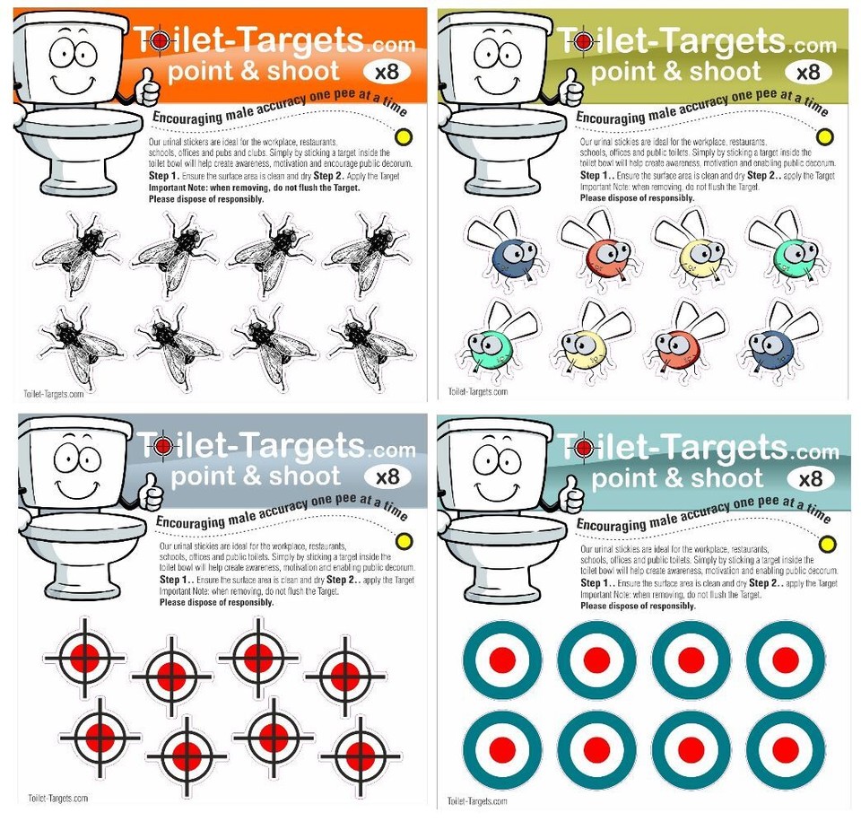 Toilet Targets 2cm Vinyl Stickers bathroom pub bar training cleaning ...