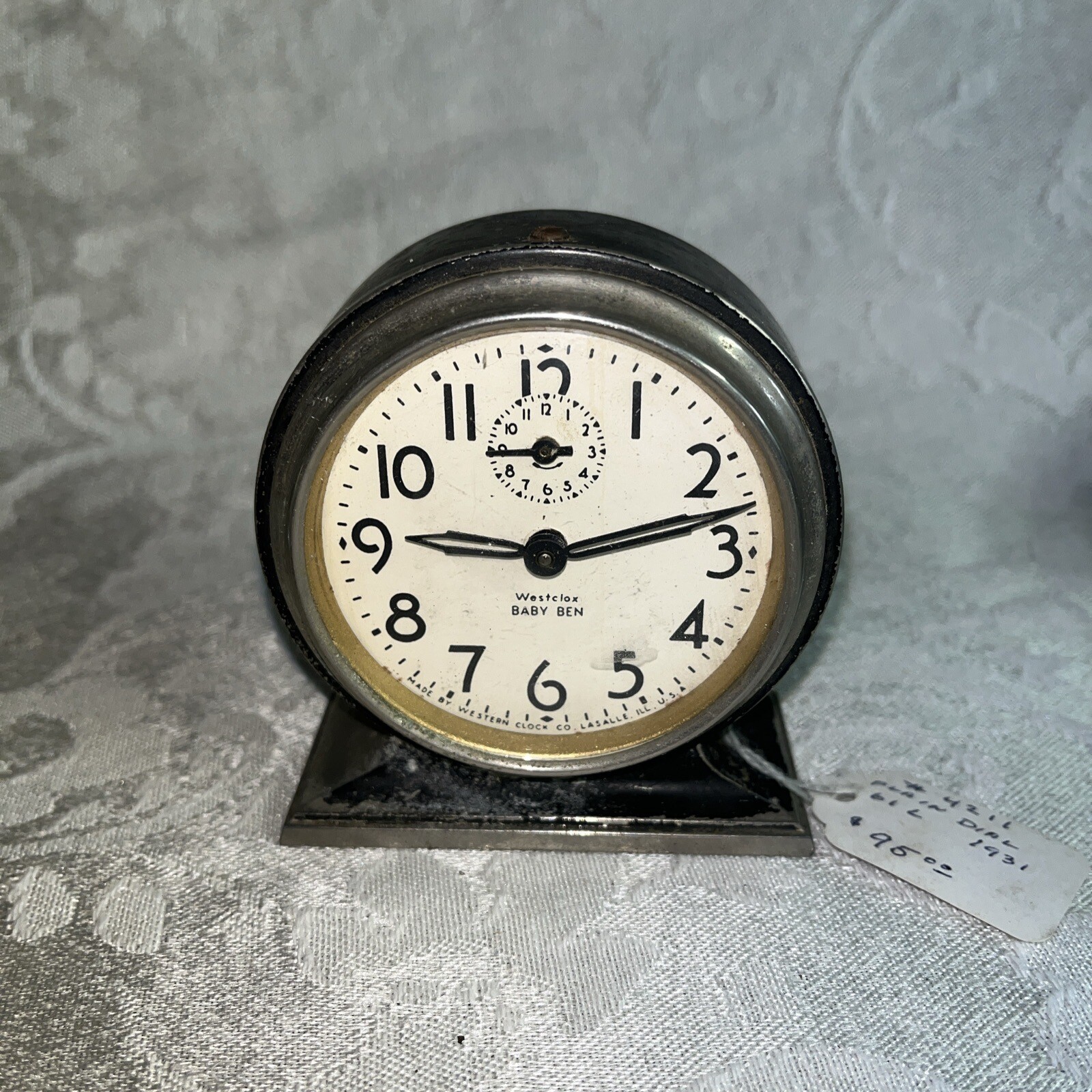 1931 Black Westclox Style 3 61L Baby Ben Wind Up Alarm Clock Parts ...