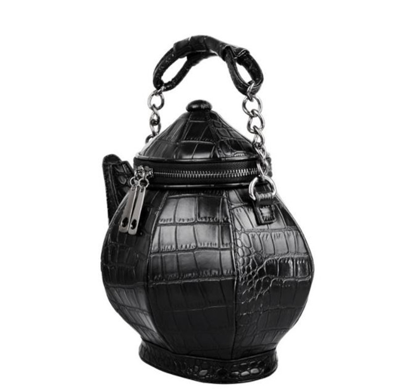 Womens Creative Kettle Bag Teapot Shape Handbag Black PU Casual Bag ...
