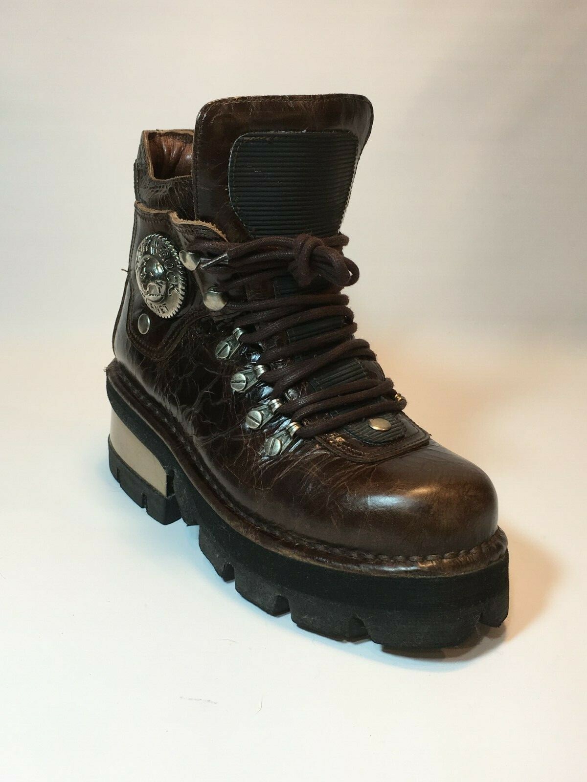 NEW ROCK TOWER BOOTS Metallic Leather Biker Gothic wo… - Gem