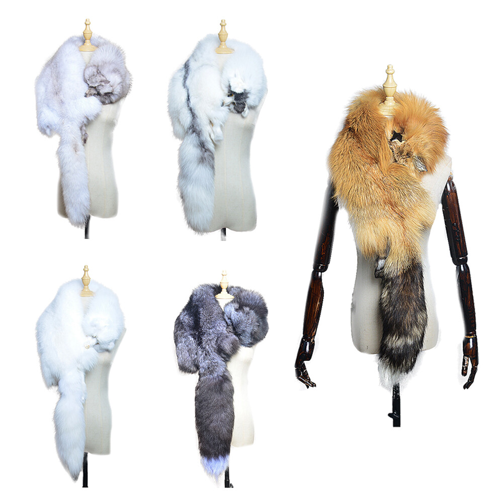 Fox hide Scarf Fur Whole Pelt Soft Dense Fur Wraps Winter Neck Warmer ...