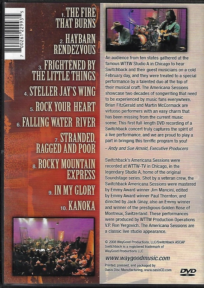 Switchback: The Americana Sessions, Volume 1 (DVD, 2007) 700261229935| eBay