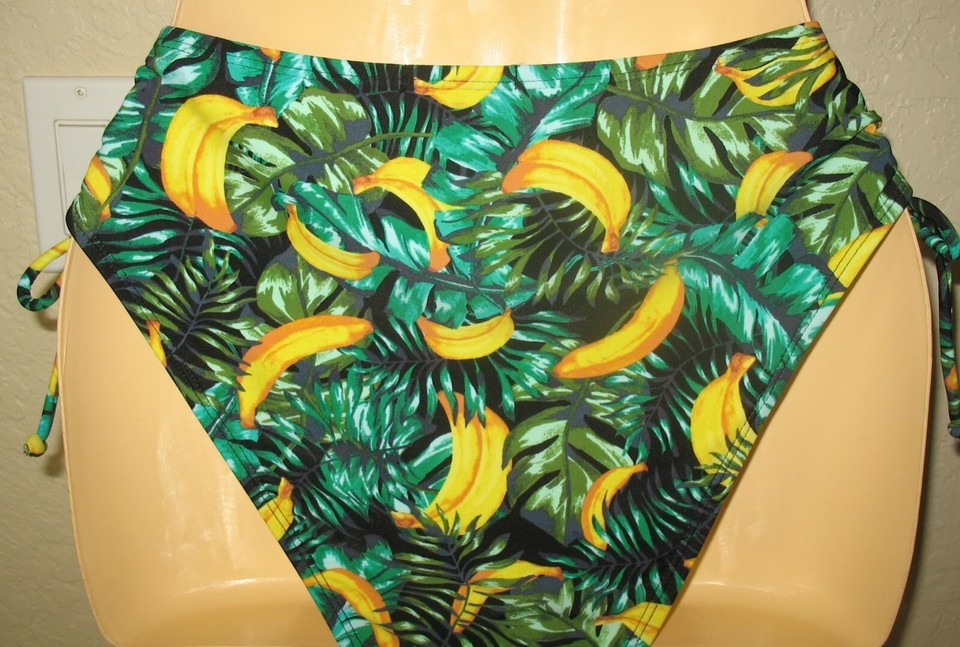 GB - NEW - L - " GONE BANANAS " HI-WAIST BATHING SUIT BOTTOM WITH SIDE ...