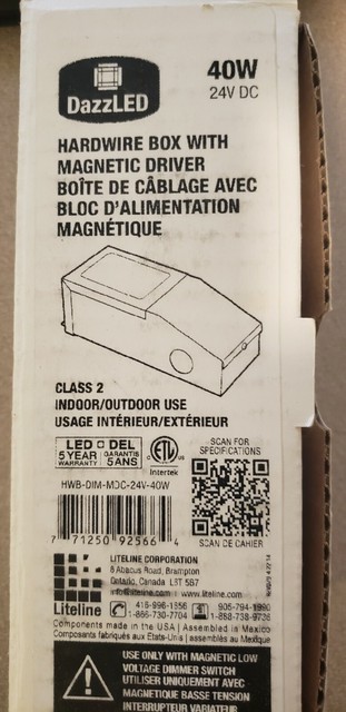 Liteline DazzLED Hardware Box with Magnetic Driver HWB-MDC-24V-40W for ...
