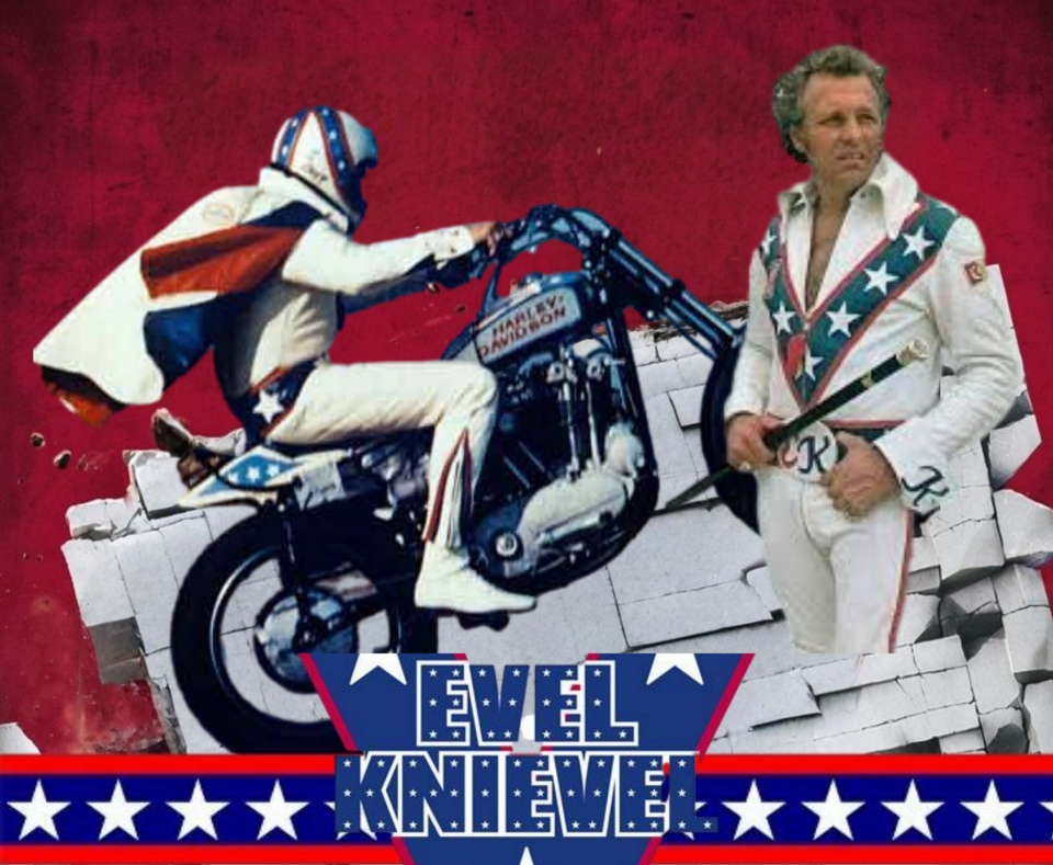 1974 Evel Knievel Orange County Jump Poster! Rare Daredevil Stunt Art ...