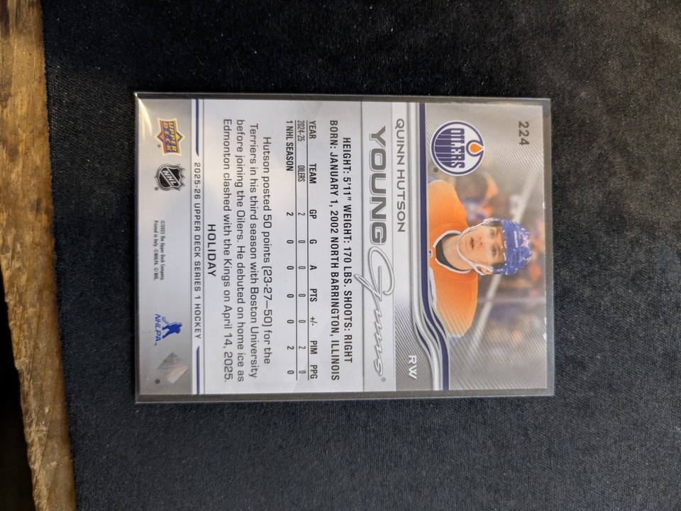 2025-26 Upper Deck Series 1 - Quinn Hutson - Young Guns Green Holiday ...