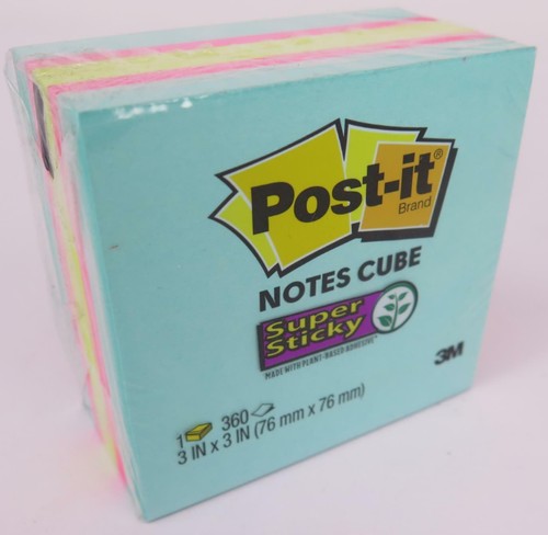 POST-IT Super Sticky Notes Cube 76 x 76mm Assd Col 360 SHEETS/CUBE 2027 ...