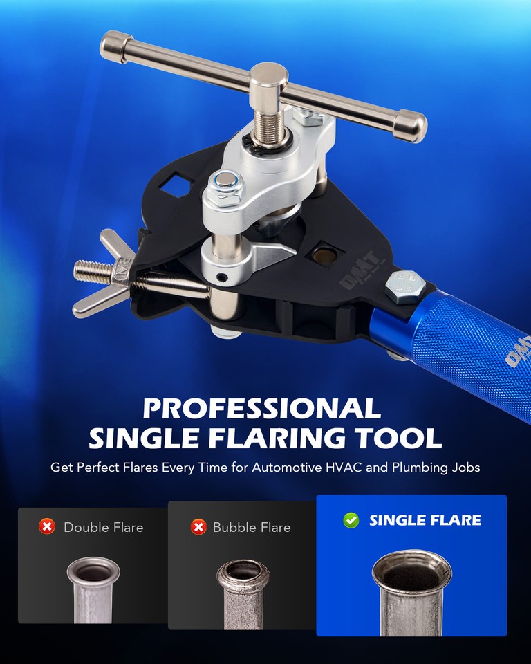 OMT Flaring Tool 45° Single Flare Tool 1/8" - 3/4" for Automotive HAVC ...