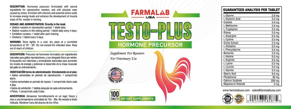 Farmalab Testo-Plus Testo Plus para Gallos, Roosters, Gamefowl Dewormx ...