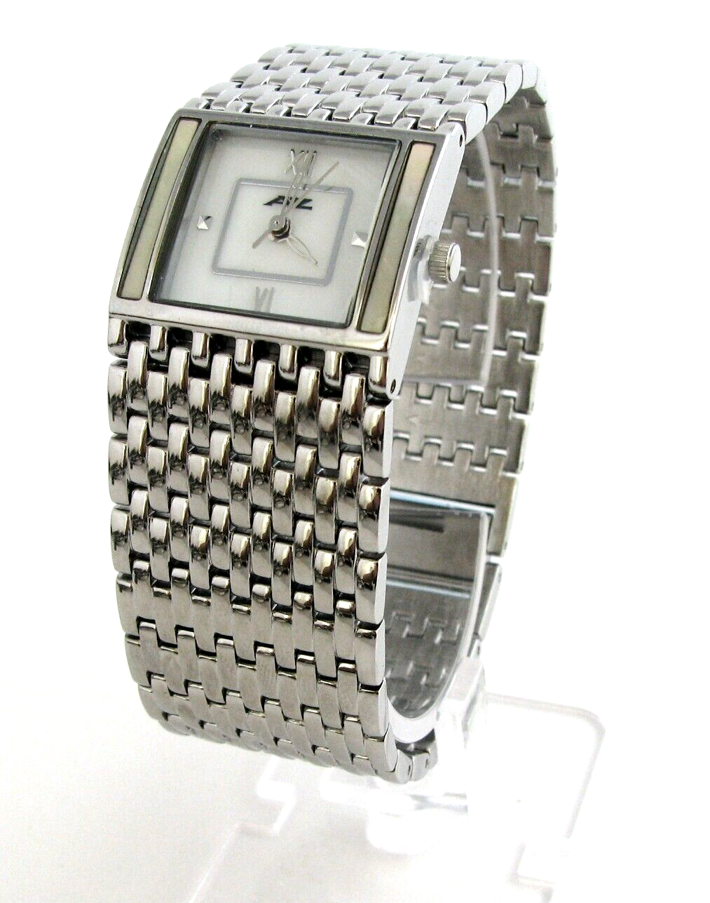 NEW A II Z BY TIMEX WHITE MOP DIAL SILVER TONE STAINLESS STEEL BAND ...
