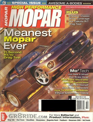 High Performance Mopar magazine October 2000 excellent condition Dodge ...