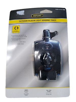 Defiant Outdoor Timer 15 Amp 24-Hour Plug-In Mechanical Dusk-Dawn NEW ...