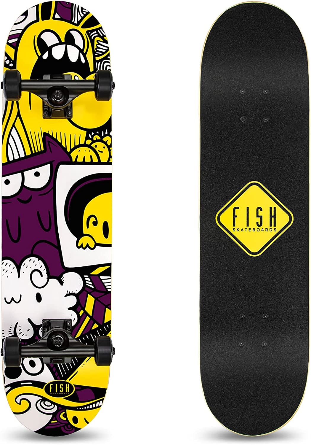 FISH SKATEBOARDS Standard Skateboard, Complete Skateboard 31''X 8'', 7 ...