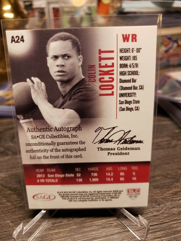 2014 SAGE HIT Colin Lockett San Diego State Cincinnati Bengals - Auto ...