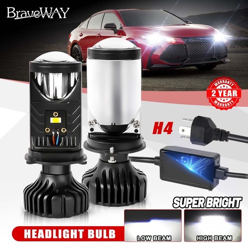 2X LHD H4 Bi-LED Projector Lens Hi/Lo Headlight Mini Bulbs 200W 40000Lm ...