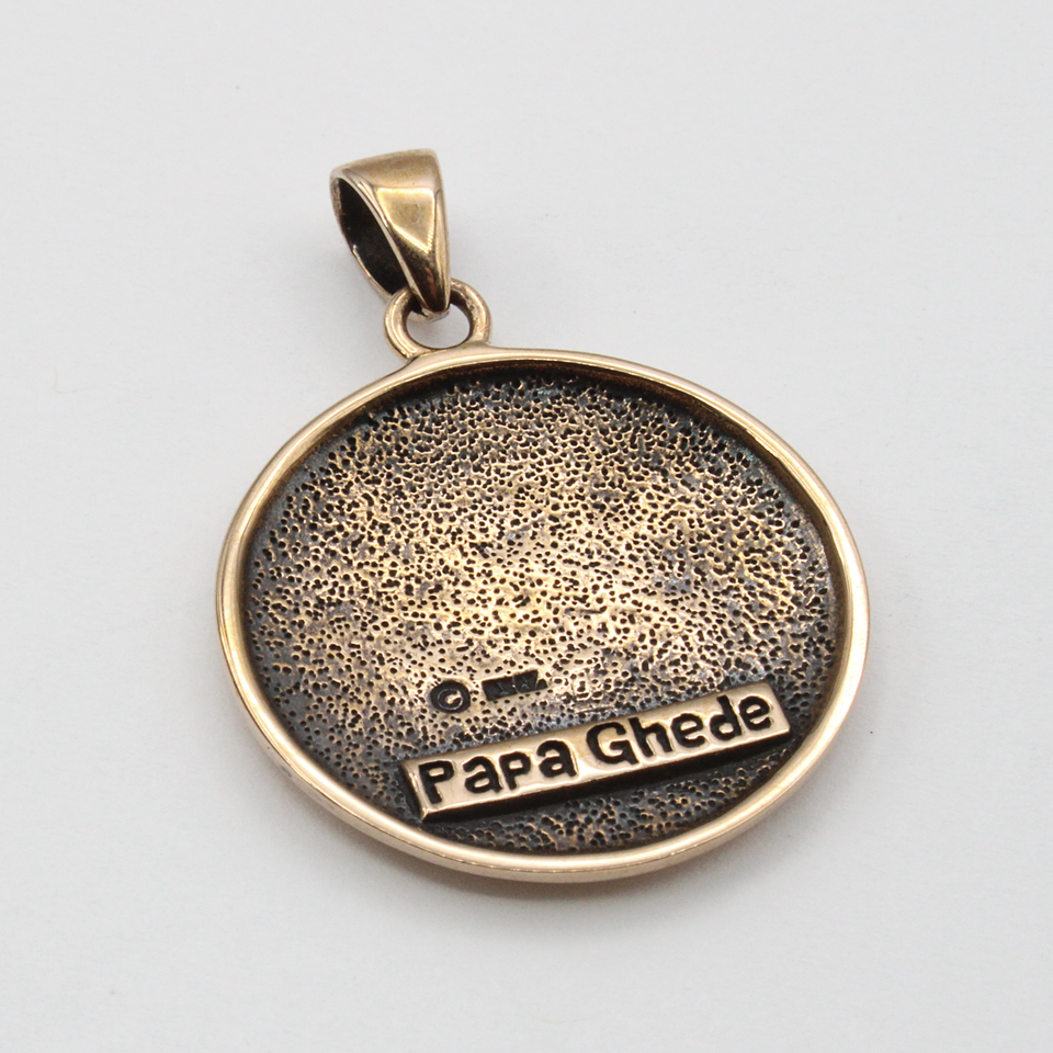 Papa Ghede Necklace - Bronze Voodoo Veve Loa Pendant Vodoun Lwa ...