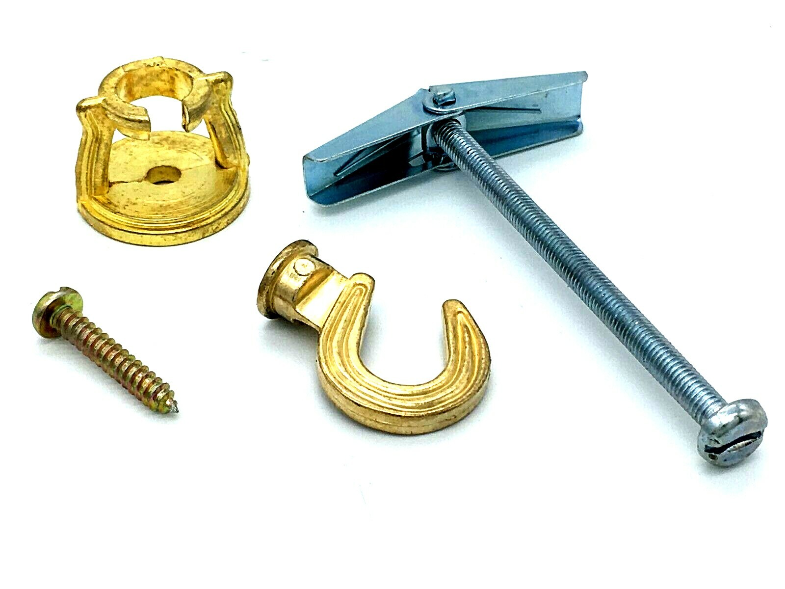 CEILING HOOK brass plated / gold hanger with sprung toggle fixing hooks ...