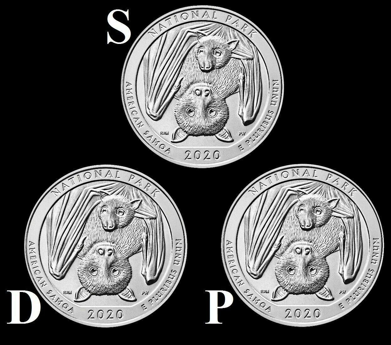 2020 P, D, S American Samoa National Park Quarters BU ATB 3 Coin SET US ...