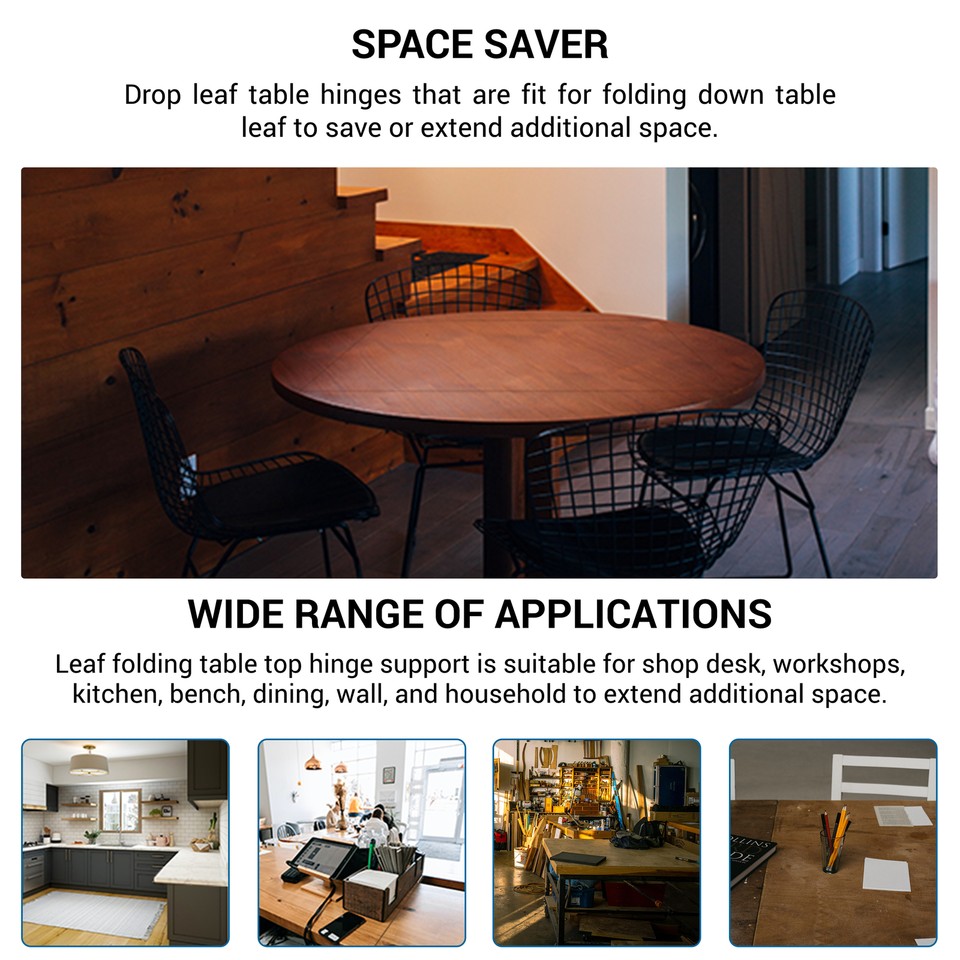 Drop Leaf Table Hinge and Leaf Support, Flap-Top Hinges for Drop Leaf ...