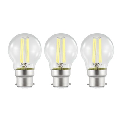 3 x LED Filament Fancy Round B22 4W 6000k Day Light 450 Lm Glass Bulb ...