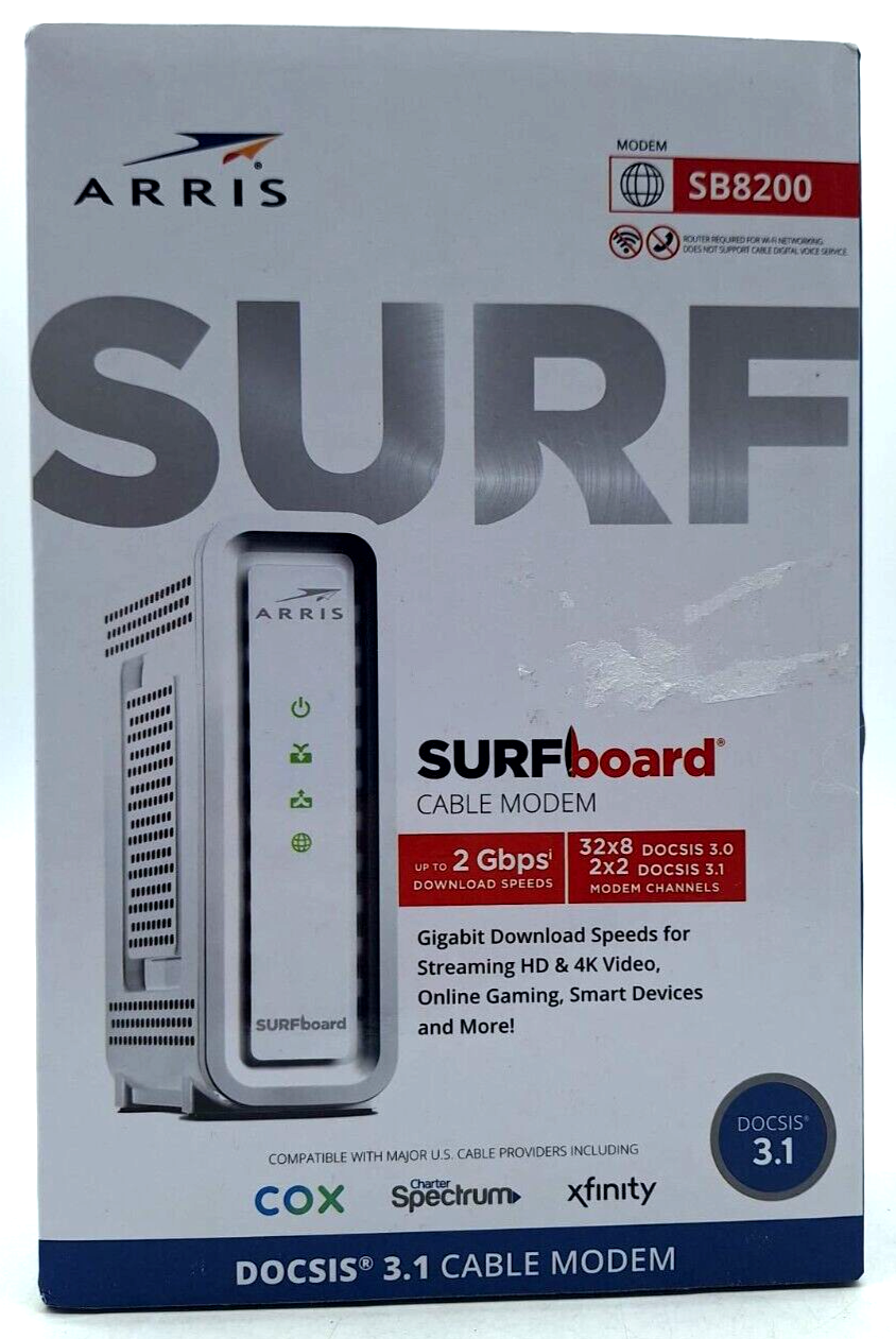 ARRIS SB8200 SURFboard DOCSIS 3.1 Cable Modem - White- Brand New ...