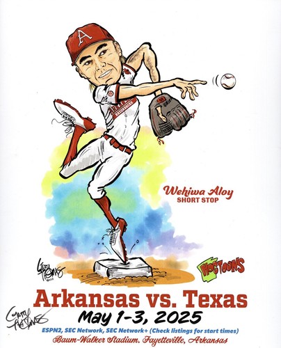 Hogtoons Artist Signed 8.5x11 Print 2025 Arkansas Razorback Baseball ...