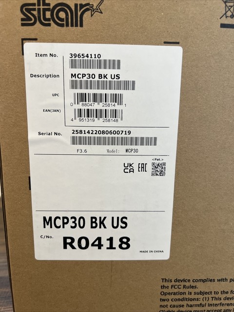 Star Micronics MCP31LB BK Receipt Printer - Black for sale online | eBay